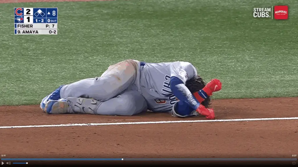 Miguel Amaya Exits on Cart Following Apparent Leg Injury